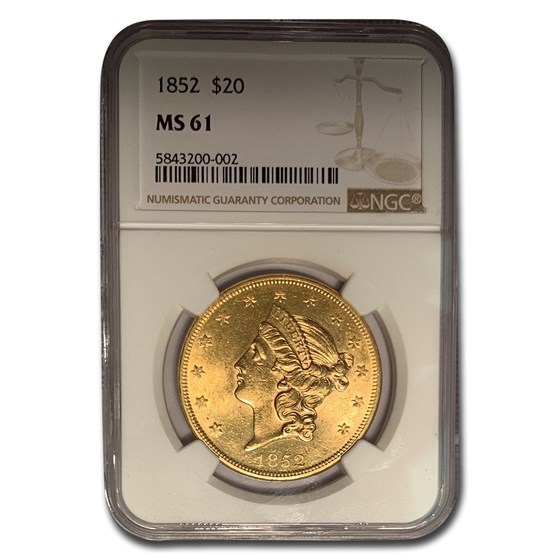 Buy 1852 $20 Liberty Gold Double Eagle MS-61 NGC | APMEX