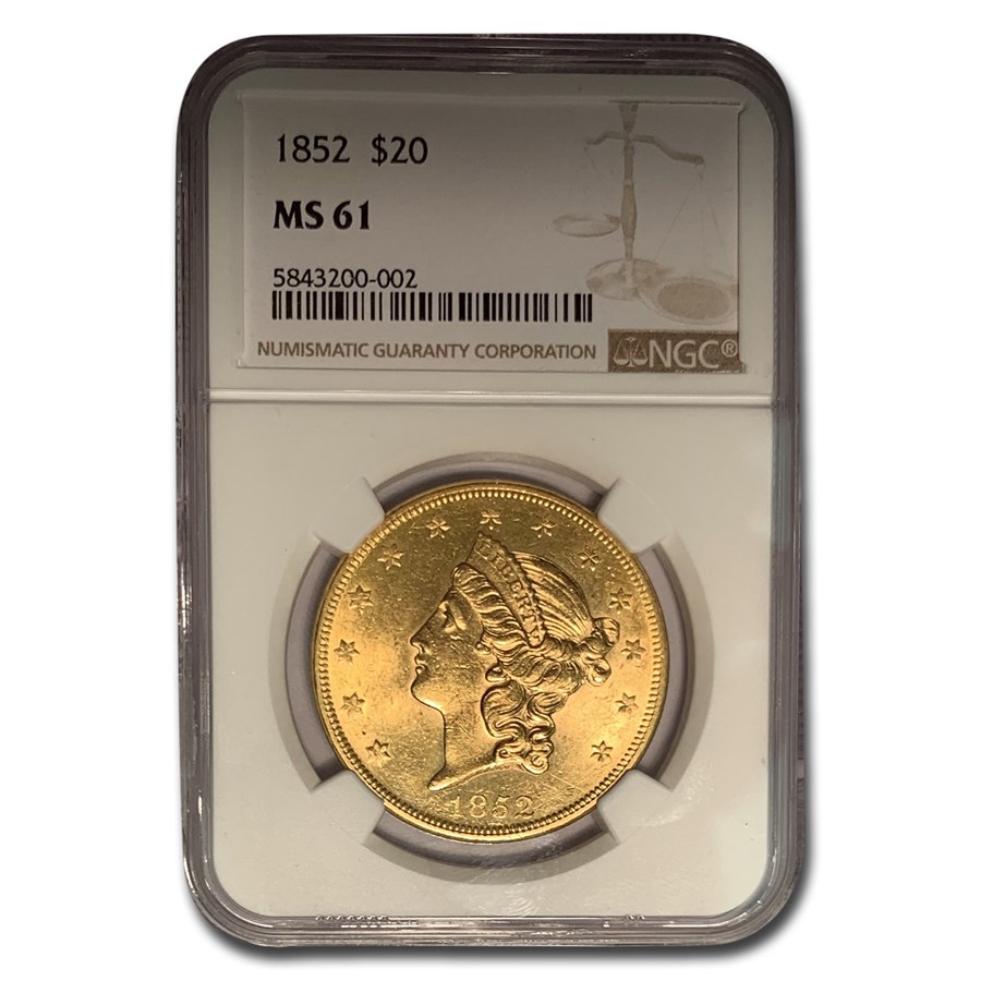Buy 1852 $20 Liberty Gold Double Eagle MS-61 NGC | APMEX