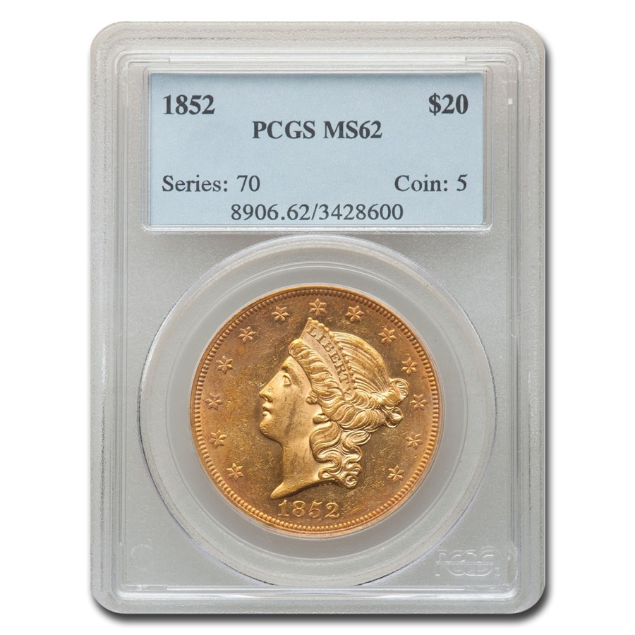 Buy 1852 $20 Liberty Gold Double Eagle MS-62 PCGS | APMEX