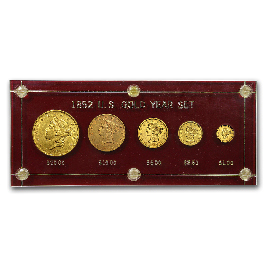 Buy 1852 5-Coin Liberty Gold Type Set XF+ ($20, $10, $5, $2.50, $1) | APMEX