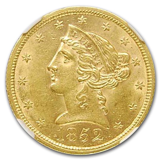 Buy 1852 $5 Liberty Gold Half Eagle MS-62 NGC | APMEX