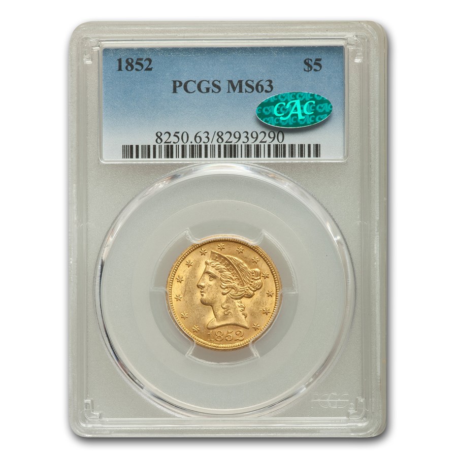 Buy 1852 $5 Liberty Gold Half Eagle MS-63 PCGS CAC | APMEX
