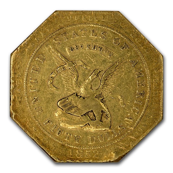 Buy 1852 $50 Humbert Gold Ingot U.S. Assay Office AU-50 NGC (887) | APMEX