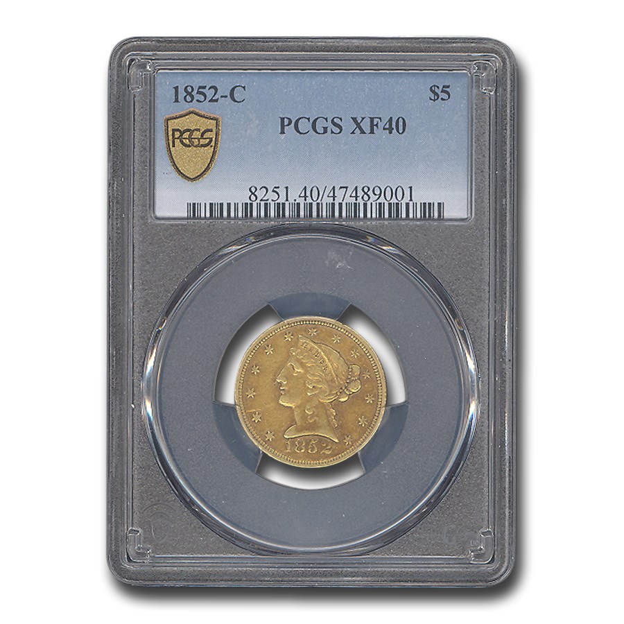 1852-C $5 Liberty Gold Half Eagle XF-40 PCGS