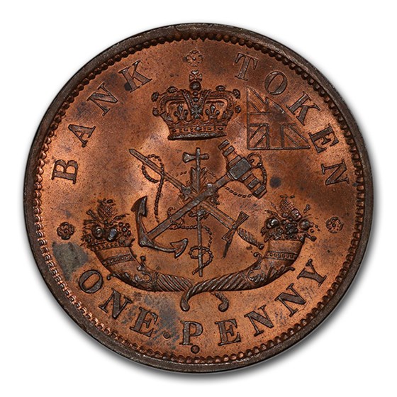 Buy 1852 Canada Bank Token, Bank of Upper Canada Penny MS-64+ RB PCGS ...