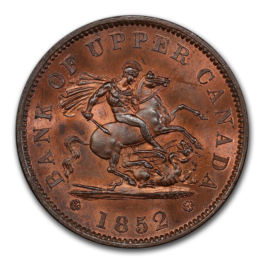 Buy 1852 Canada Bank Token, Bank of Upper Canada Penny MS-64+ RB PCGS ...