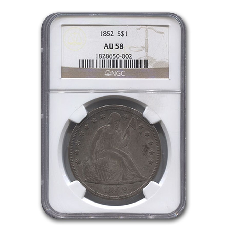 Buy 1852 Liberty Seated Dollar AU-58 NGC | APMEX