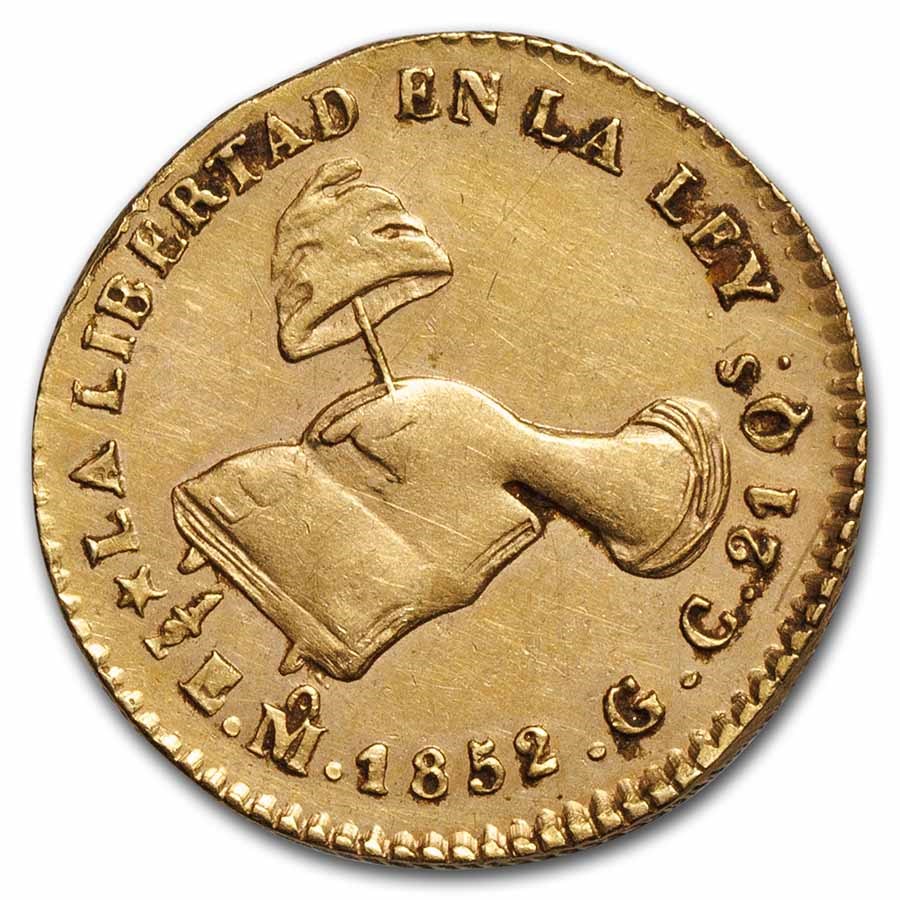 Buy 1852 Mo GC Mexico Gold 1/2 Escudo XF | APMEX