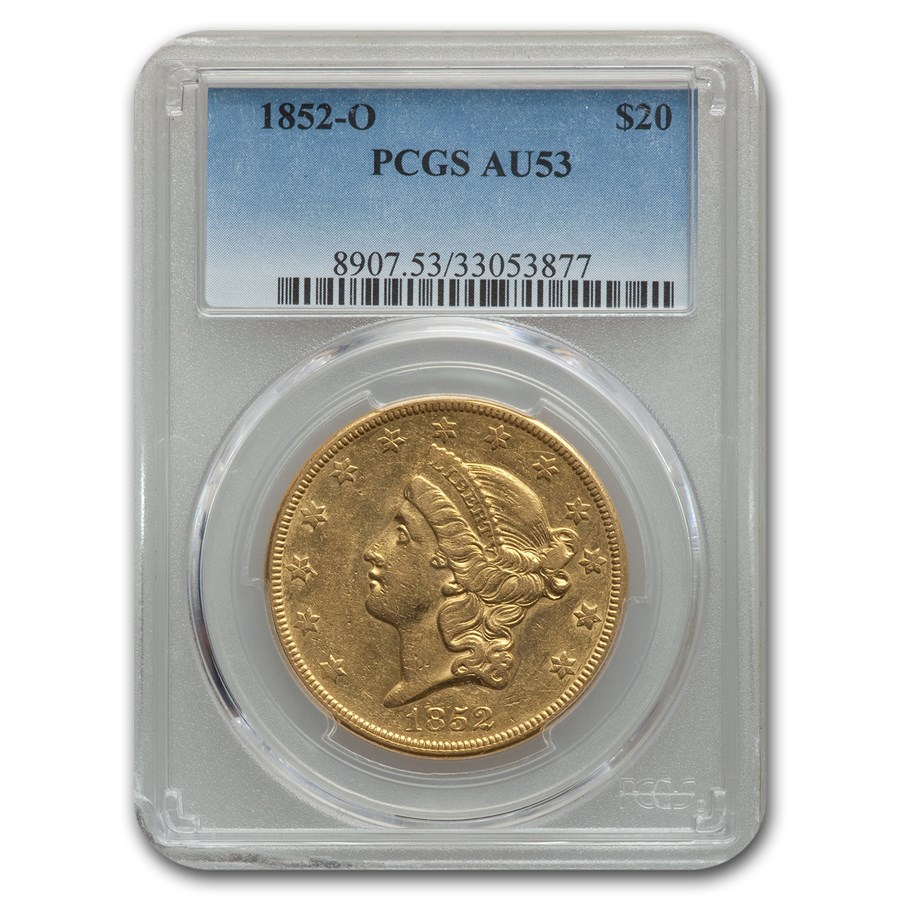 Buy 1852-O $20 Liberty Gold Double Eagle AU-53 PCGS | APMEX
