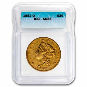 1852-O $20 Liberty Gold Double Eagle AU-55 ICG