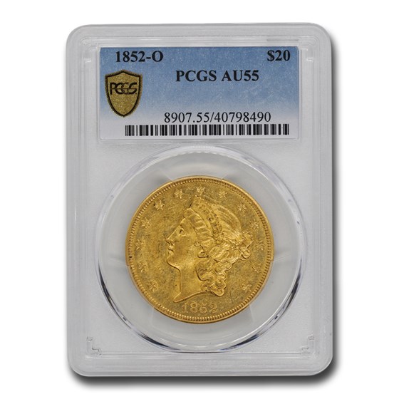 Buy 1852-O $20 Liberty Gold Double Eagle AU-55 PCGS | APMEX
