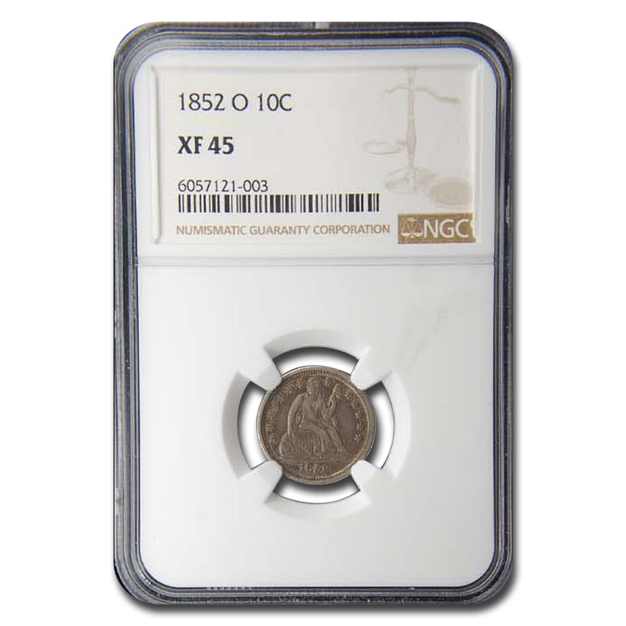 1852-O Liberty Seated Dime XF-45 NGC