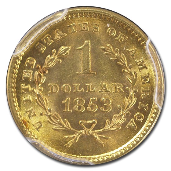 Buy 1853 $1 Liberty Head Gold Dollar MS-64+ PCGS | APMEX