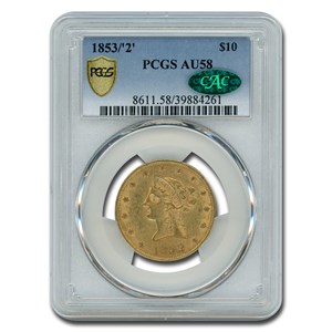 Buy 1853/2 $10 Liberty Gold Eagle AU-58 PCGS CAC | APMEX