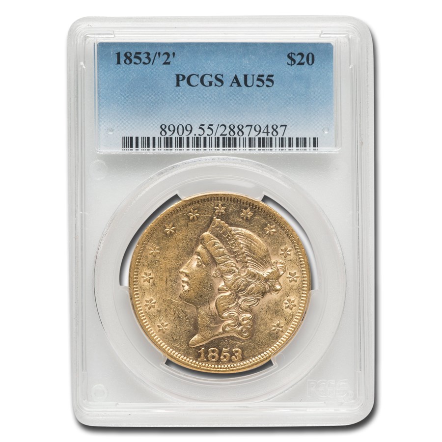 Buy 1853/2 $20 Liberty Gold Double Eagle AU-55 PCGS | APMEX