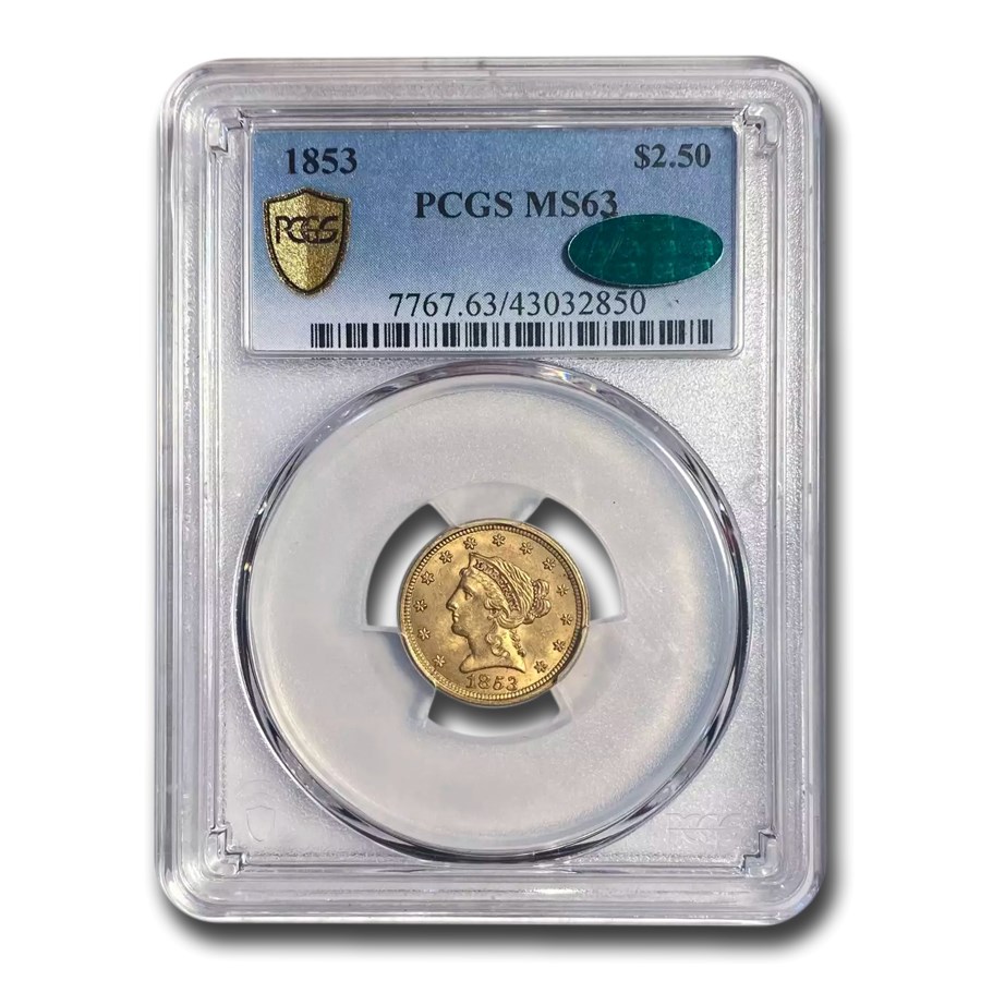 Buy 1853 $2.50 Liberty Gold Quarter Eagle MS-63 PCGS CAC | APMEX