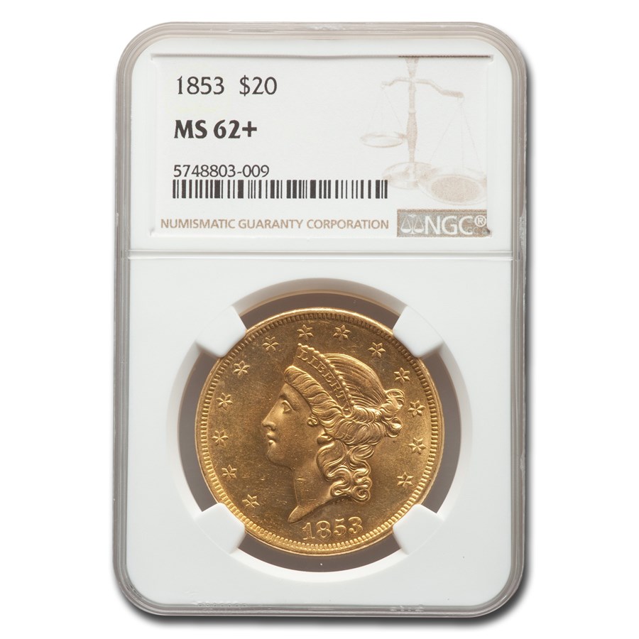 Buy 1853 $20 Liberty Gold Double Eagle MS-62+ NGC | APMEX