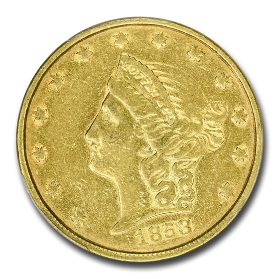 Buy 1853 $20 Moffat & Co Liberty Gold Double Eagle VF-35 PCGS | APMEX