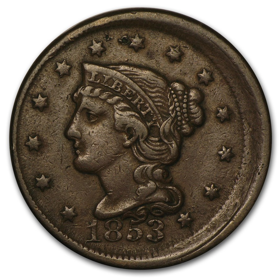 Buy 1853 Large Cent XF/AU Mint Error (Partial Collar) | APMEX
