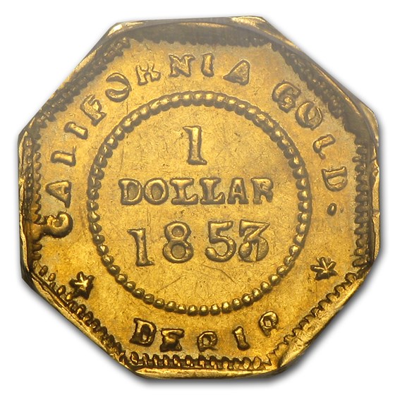 Buy 1853 Liberty Octagonal One Dollar Gold AU-53 PCGS (BG-526) | APMEX