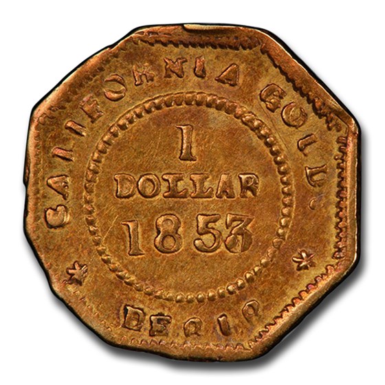 Buy 1853 Liberty Octagonal One Dollar Gold AU-55 PCGS (BG-525) | APMEX