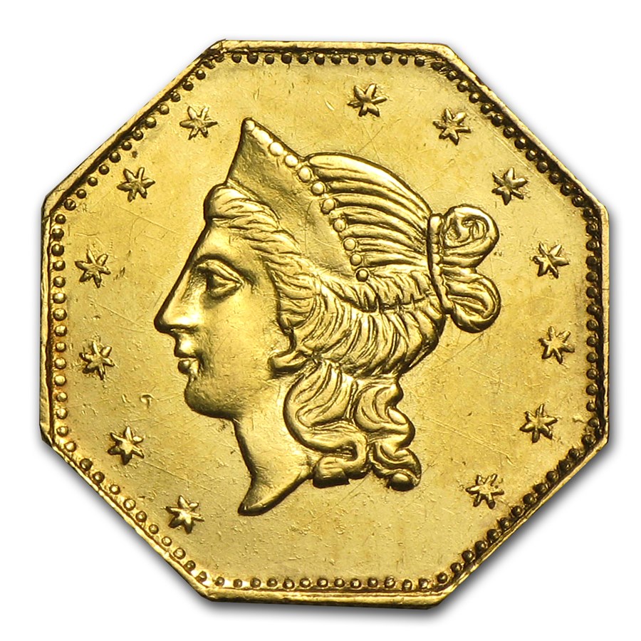 Buy 1853 Liberty Octagonal One Dollar Gold Unc (BG-530, Cleaned) | APMEX
