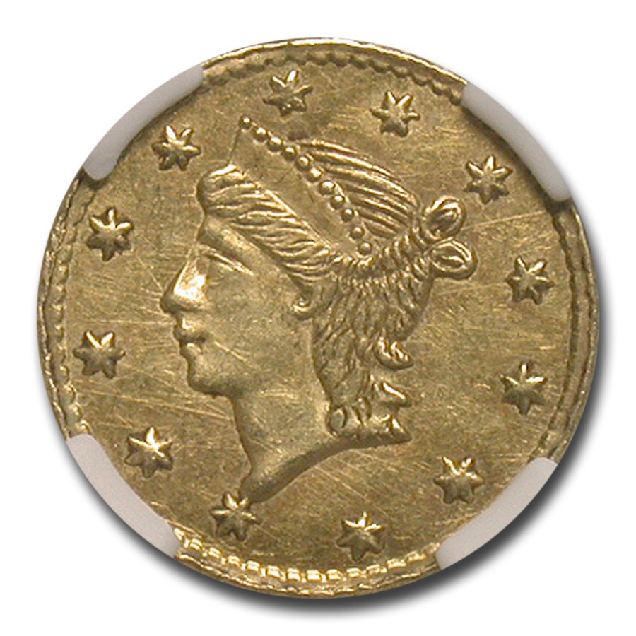 Buy (1853) Liberty Round 25 Cent Gold AU-58 NGC (BG-223) | APMEX
