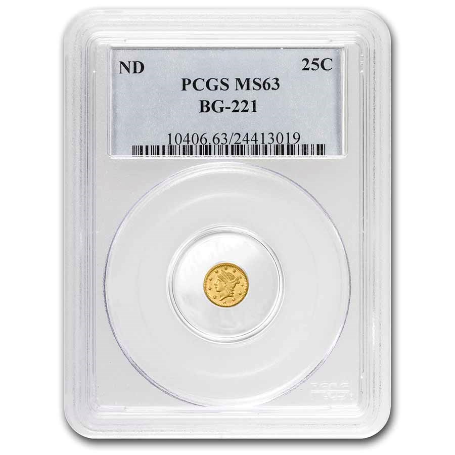 Buy (1853) Liberty Round 25 Cent Gold MS-63 PCGS (BG-221) | APMEX