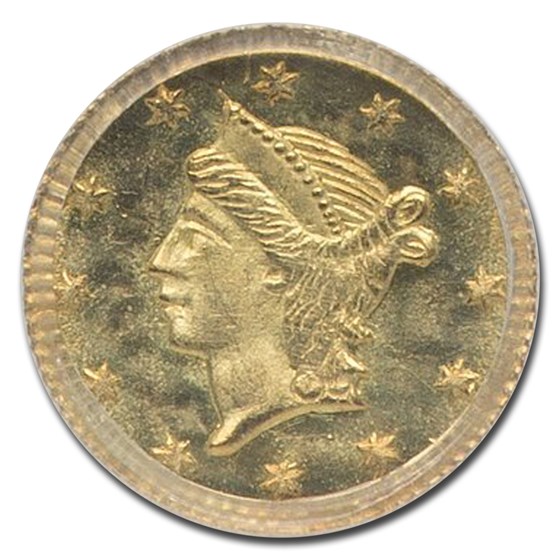 Buy (1853) Liberty Round 25 Cent Gold MS-65 PCGS (BG-222) | APMEX