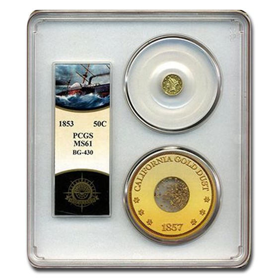 Buy 1853 Liberty Round 50 Cent Gold MS-61 PCGS (BG 430 Cen Am.) | APMEX