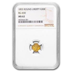 1853 Liberty Round 50 Cent Gold MS-62 NGC (BG-430)