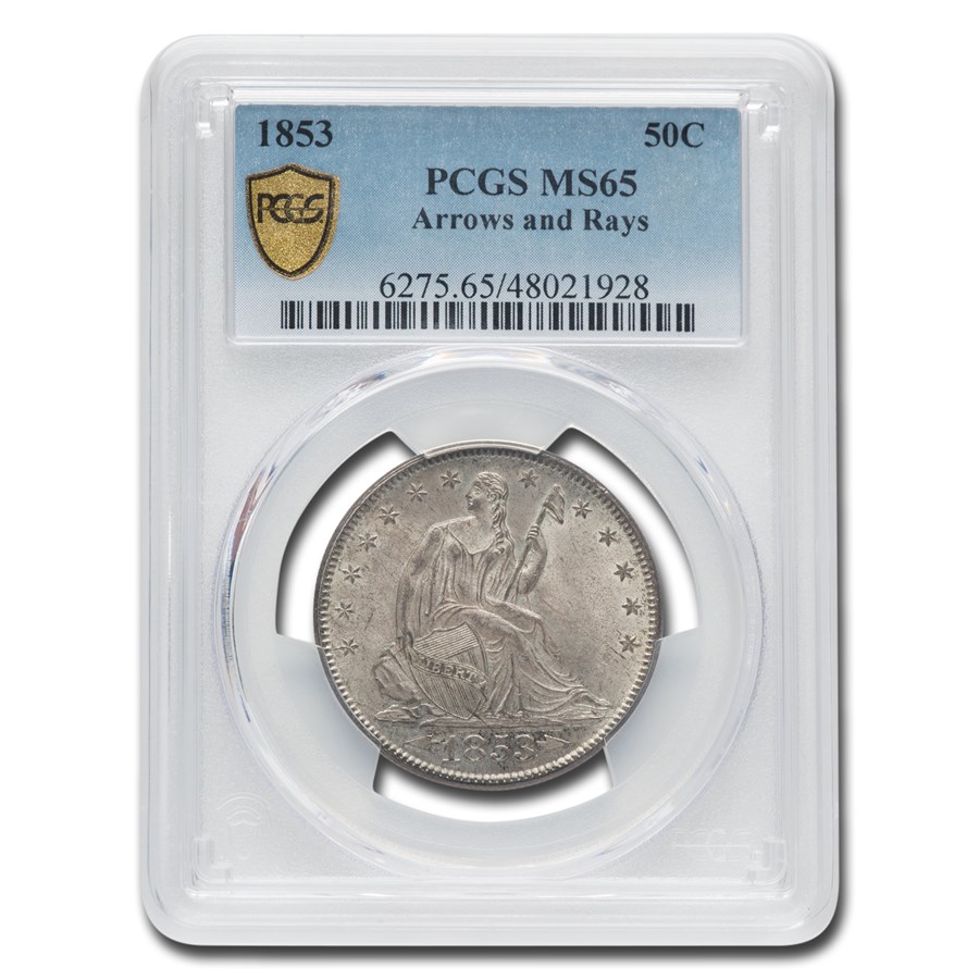 Buy 1853 Liberty Seated Half Dollar MS-65 PCGS (Arrows & Rays) | APMEX