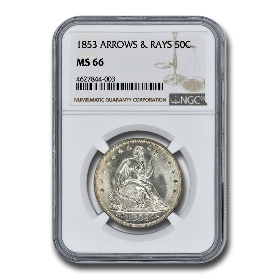 Buy 1853 Liberty Seated Half Dollar MS-66 Arrows/Ray | APMEX