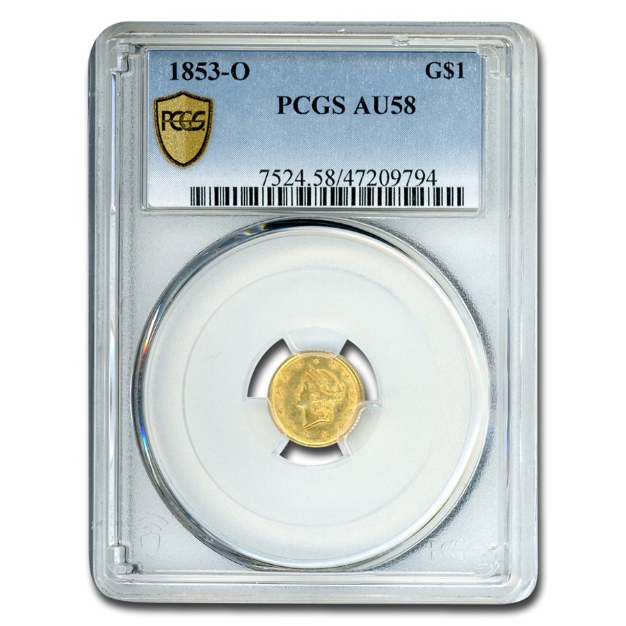 Buy 1853-O $1 Liberty Head Gold AU-58 PCGS | APMEX