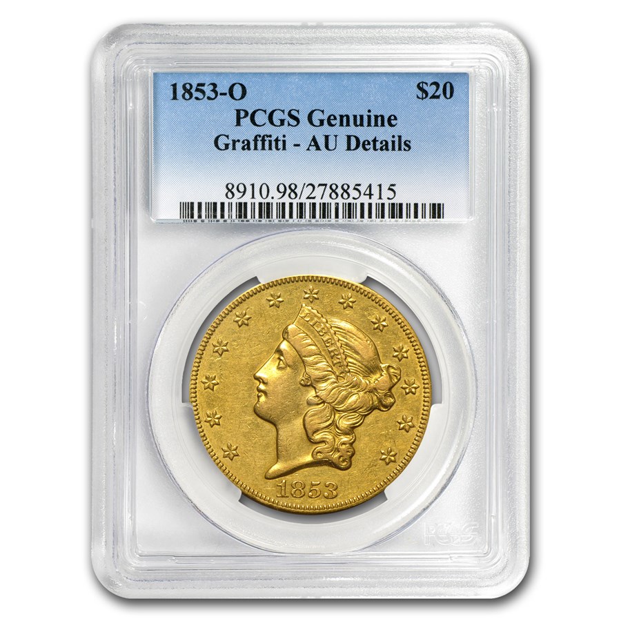 Buy 1853-O $20 Liberty Gold Double Eagle AU Details PCGS | APMEX