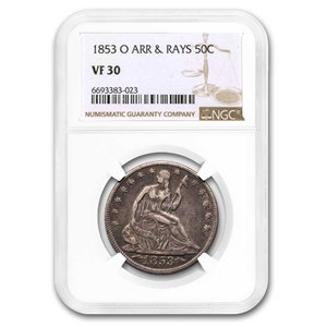 1853-O Liberty Seated Half Dollar VF-30 NGC (Arrows & Rays)