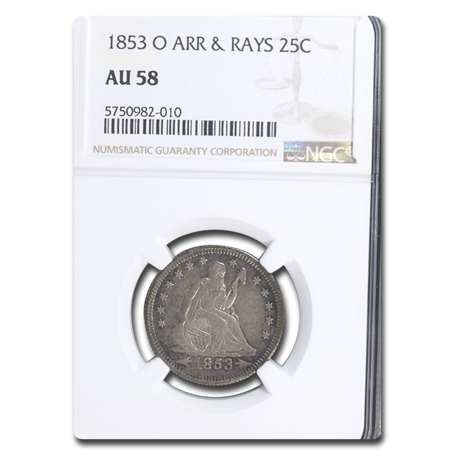 Buy 1853-O Seated Liberty Quarter AU-58 NGC | APMEX