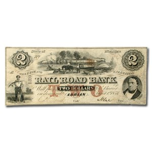 Buy 1853 Rail Road Bank, Adrian, MI $2 MI-10, VF | APMEX