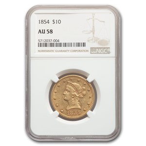 Buy 1854 $10 Liberty Gold Eagle AU-58 NGC | APMEX