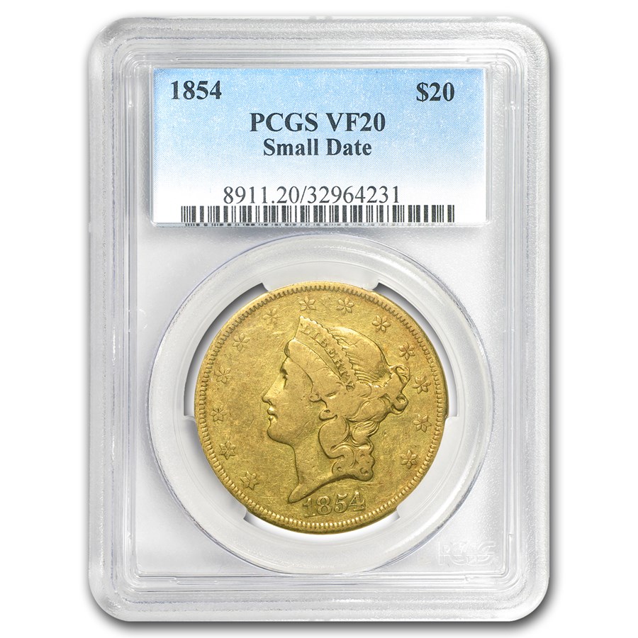 Buy 1854/1854 $20 Liberty Gold Double Eagle VF-20 PCGS | APMEX