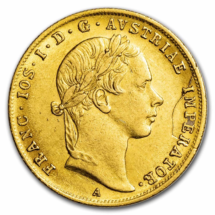 1854-1859 E Austria Gold 1 Ducat Franz Joseph VF