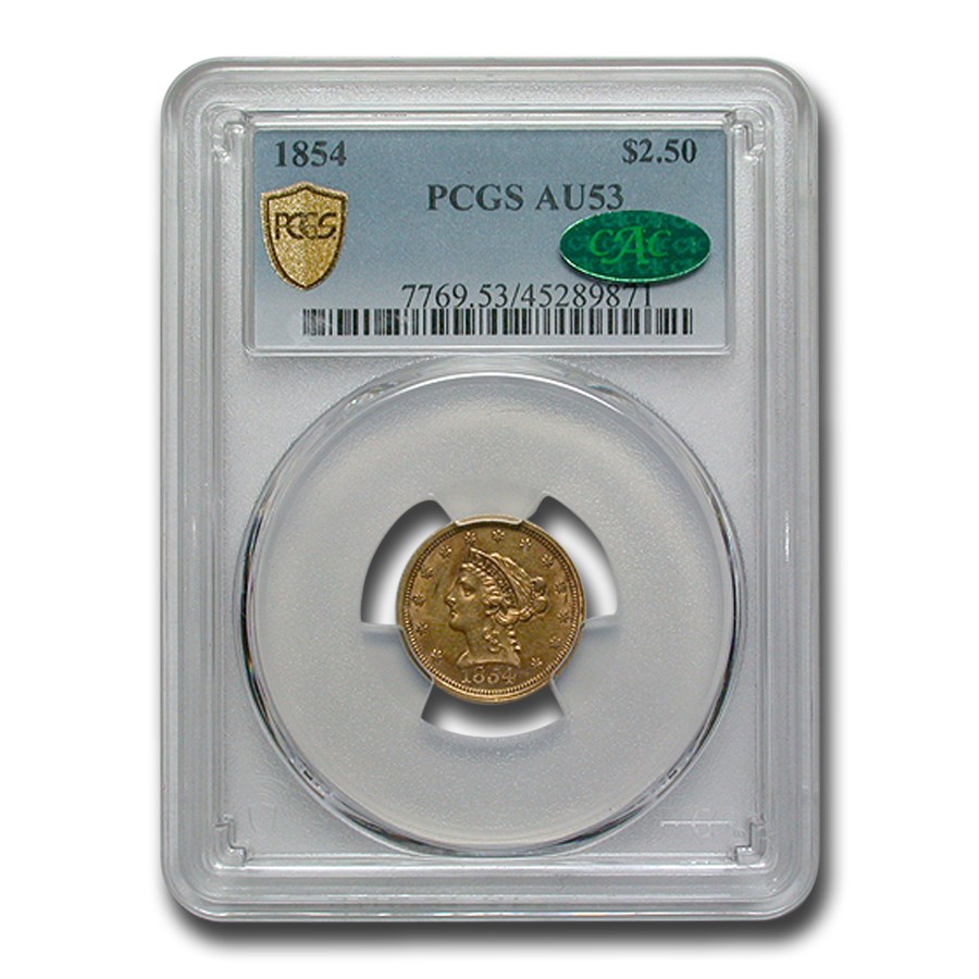 Buy 1854 $2.50 Liberty Gold Quarter Eagle AU-53 PCGS CAC | APMEX