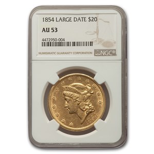 Buy 1854 $20 Liberty Gold Double Eagle AU-53 NGC (Large Date) | APMEX