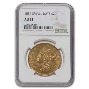 Buy 1854 $20 Liberty Gold Double Eagle AU-53 NGC (Small Date) | APMEX