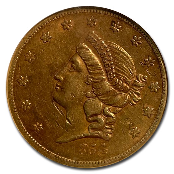 Buy 1854 $20 Liberty Gold Double Eagle AU-55 NGC (Kellogg & Co.) | APMEX