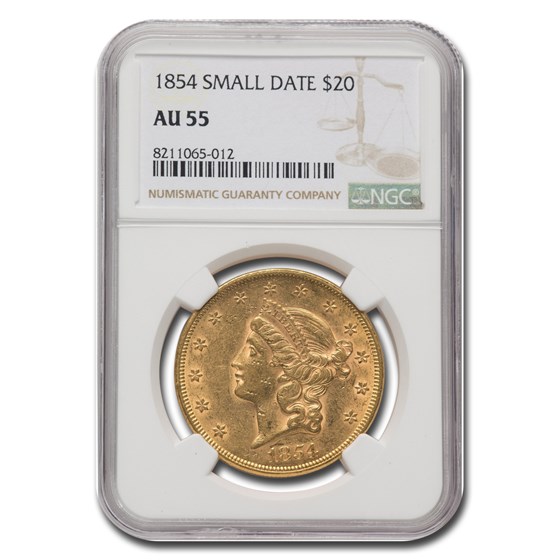Buy 1854 $20 Liberty Gold Double Eagle AU-55 NGC (Small Date) | APMEX