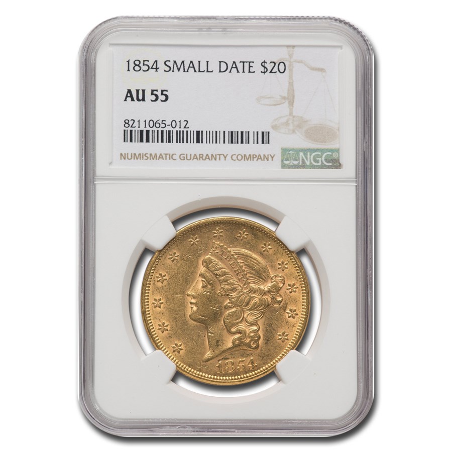 Buy 1854 $20 Liberty Gold Double Eagle AU-55 NGC (Small Date) | APMEX