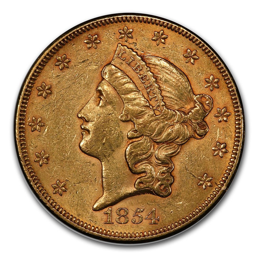 Buy 1854 $20 Liberty Gold Double Eagle AU-55 PCGS CAC (Small Date) | APMEX