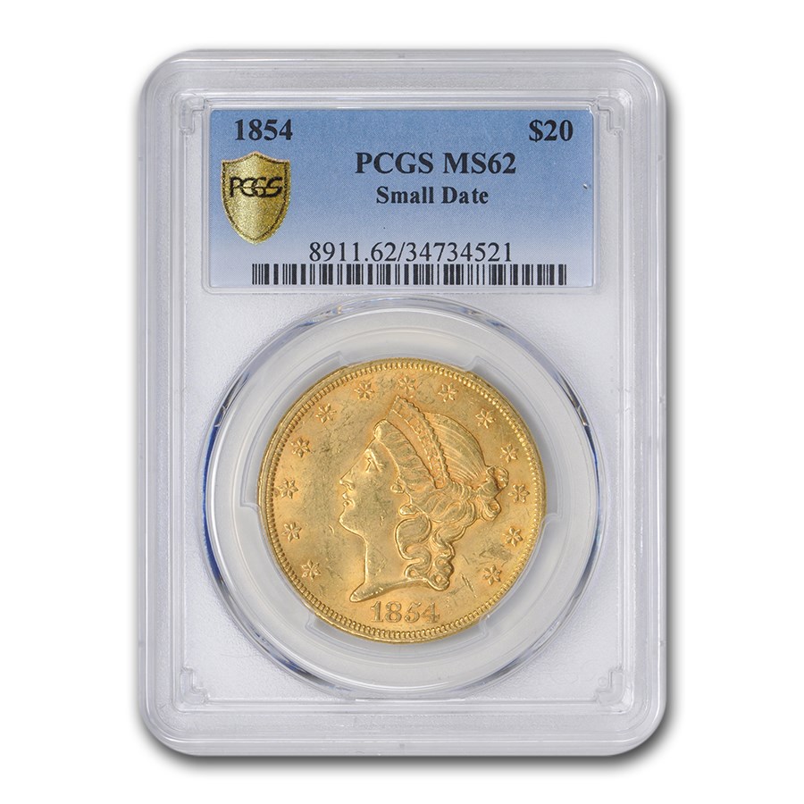 Buy 1854 $20 Liberty Gold Double Eagle MS-62 PCGS (Small Date) | APMEX