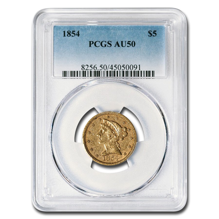 Buy 1854 $5 Liberty Gold Half Eagle AU-50 PCGS | APMEX